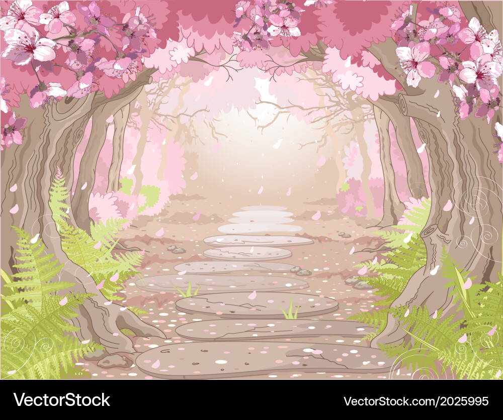 Magic spring forest Royalty Free Vector Image - VectorStock