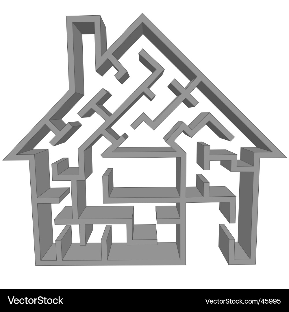 Maze house Royalty Free Vector Image - VectorStock