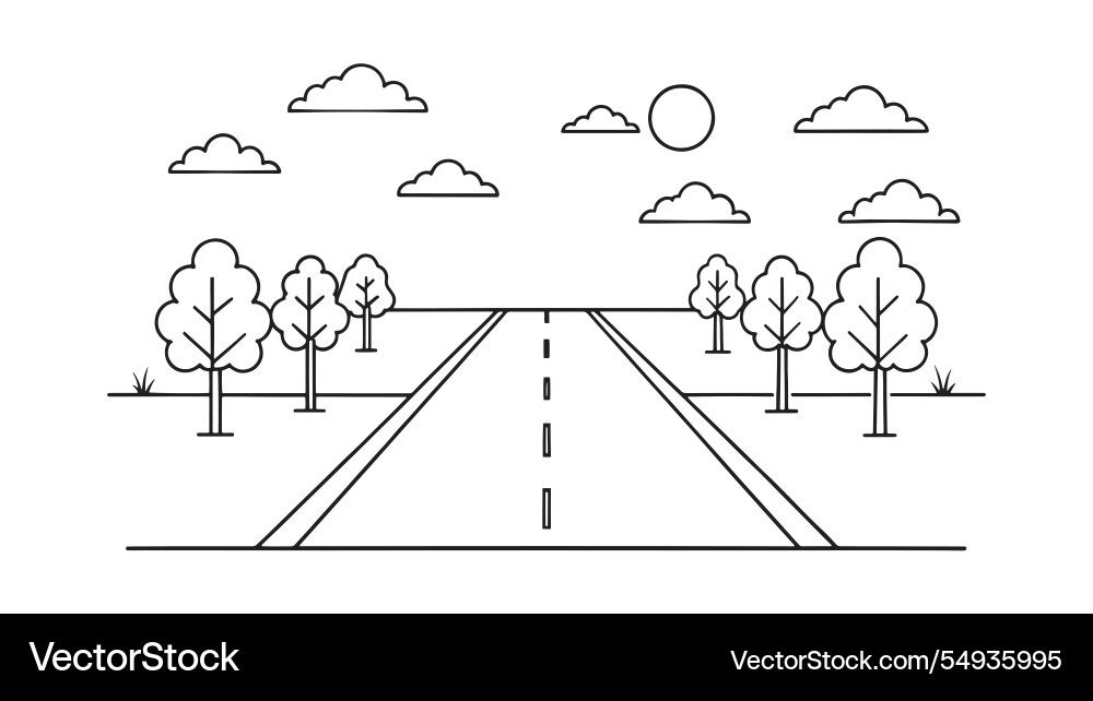 Road continuous line art flat on white background Vector Image