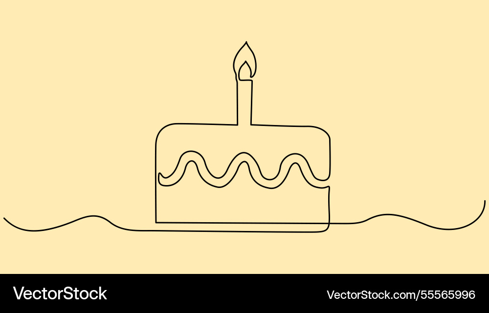 Continuous single line drawing of a birthday cake Vector Image