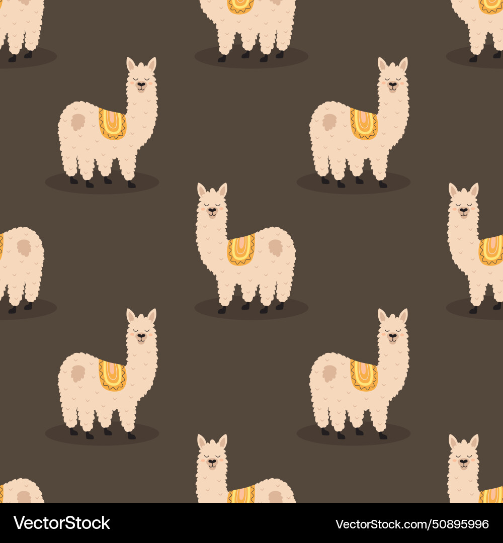 Cute llama seamless pattern Royalty Free Vector Image