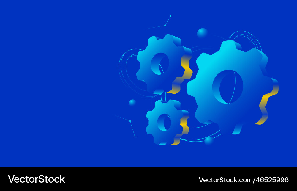 Gears 3d on vivid blue background Royalty Free Vector Image