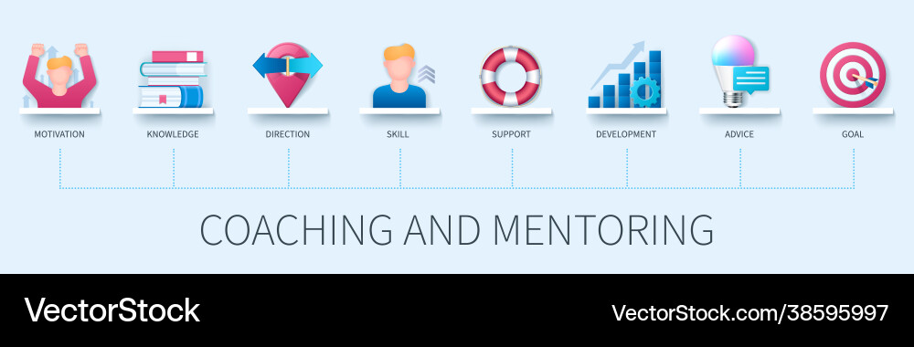 Coaching and mentoring infographic in 3d style Vector Image