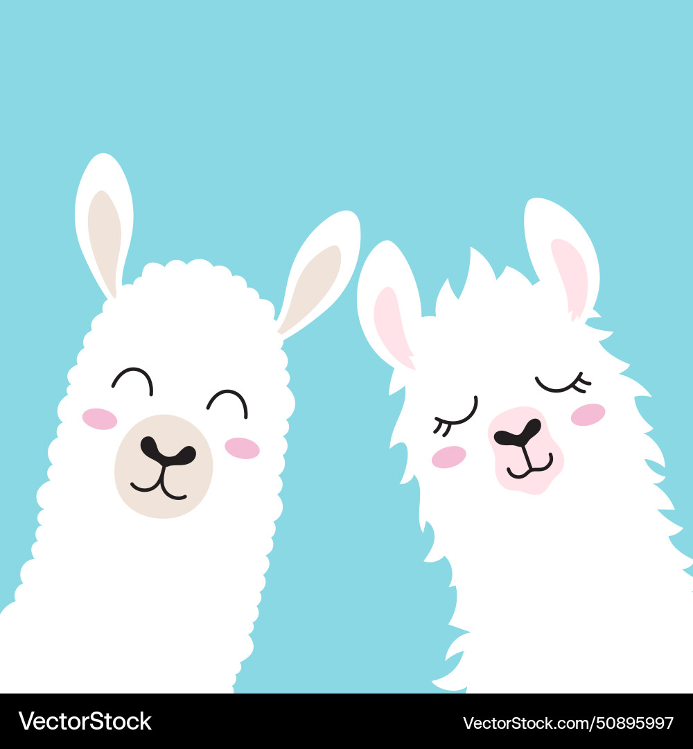 Cute llamas faces Royalty Free Vector Image - VectorStock