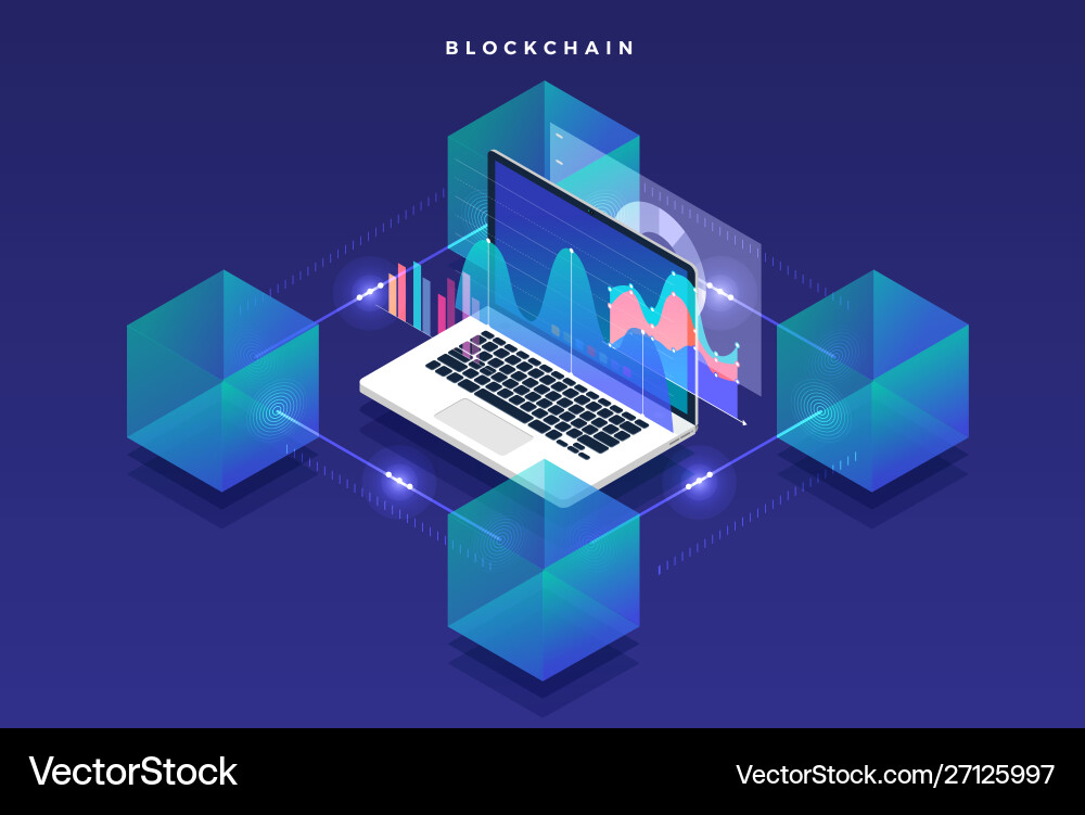 Flat design concept blockchain and cryptocurrency Vector Image