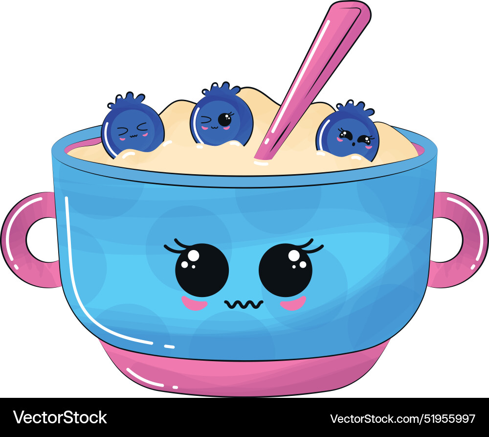 Happy cute bowl cartoon Royalty Free Vector Image