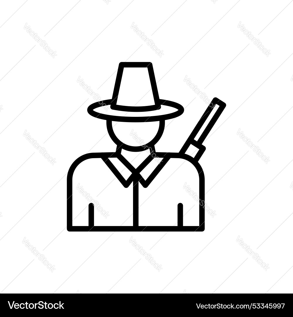 Hunter line icon isolated on white background Vector Image