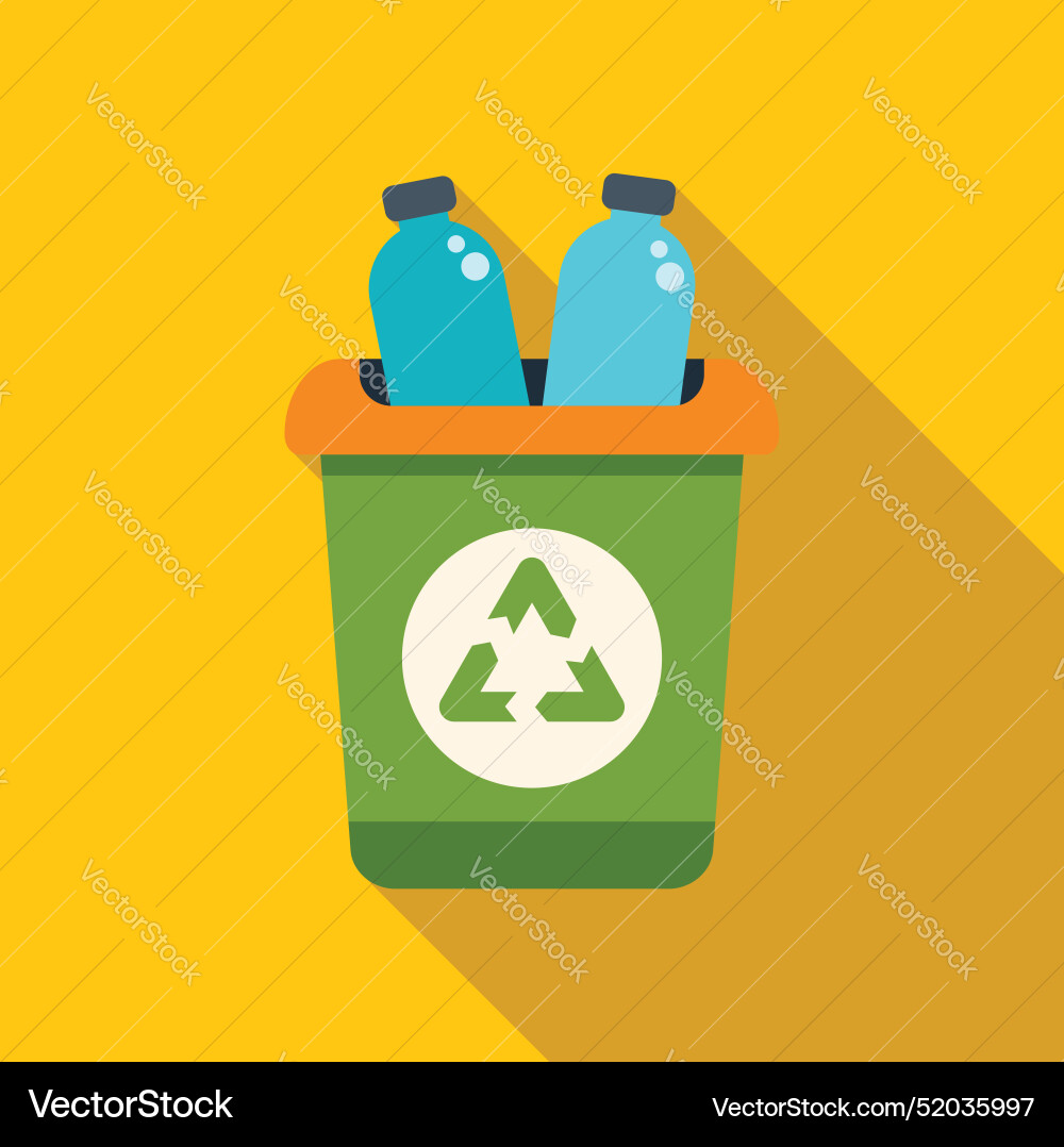 Plastic bottles being recycled in recycling bin Vector Image