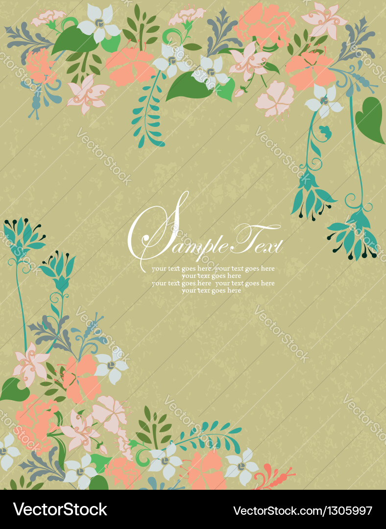 Vintage floral invitation card Royalty Free Vector Image