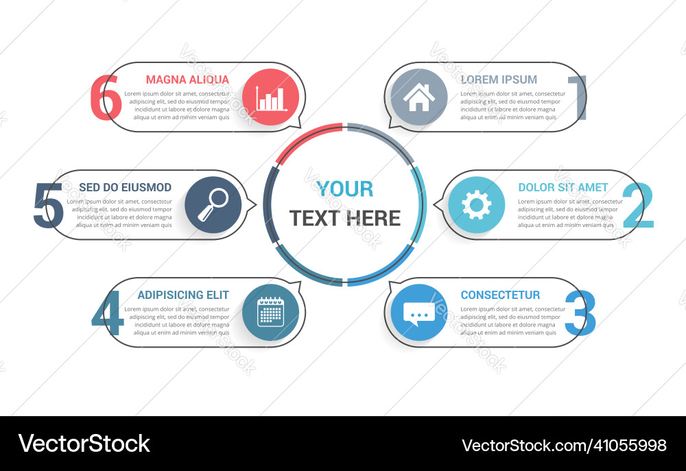 Circle diagram with 6 elements Royalty Free Vector Image
