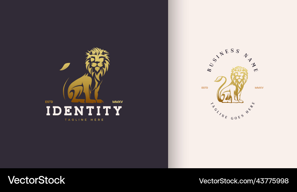 Classic lion logo looking sideways Royalty Free Vector Image