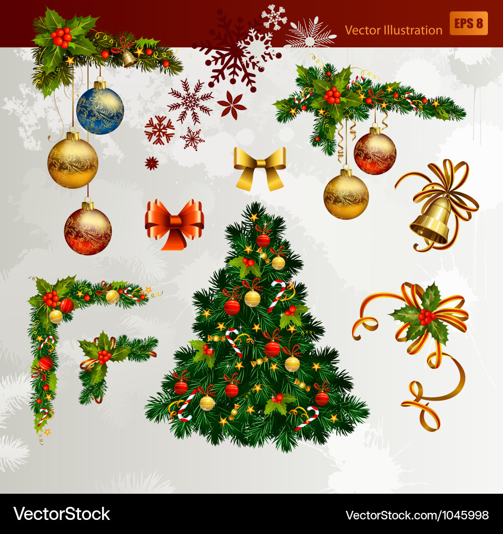 Festive Christmas Decorations Royalty Free Vector Image
