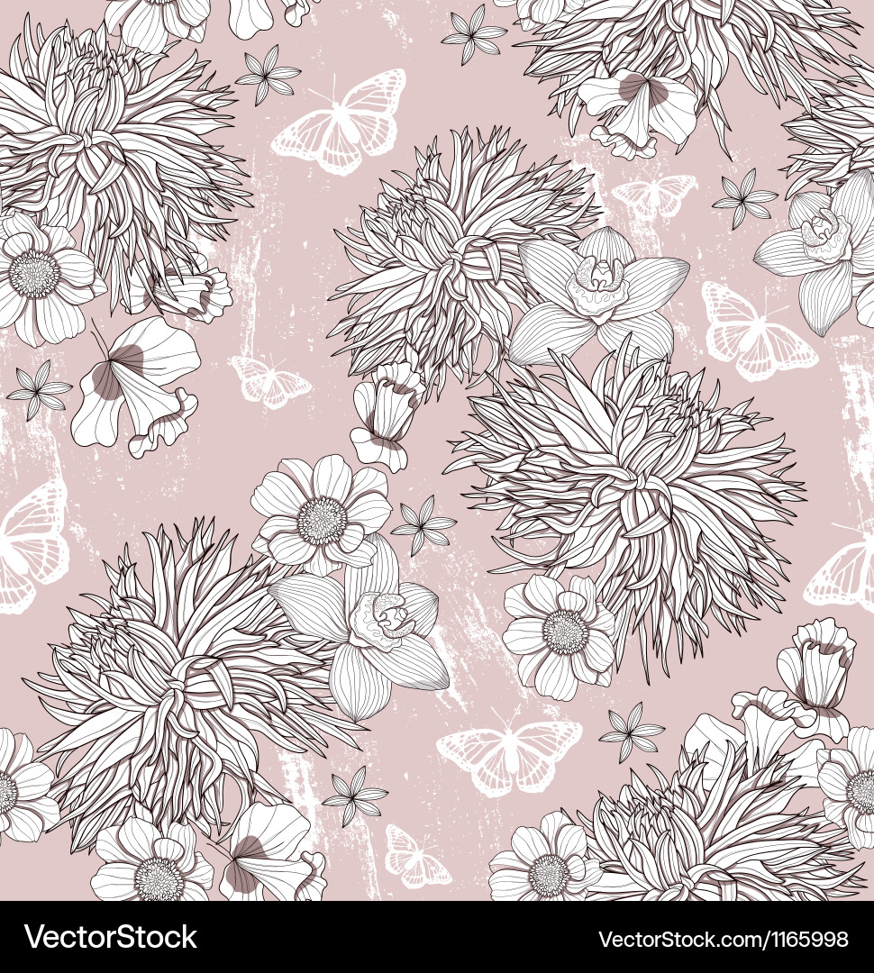 Floral Butterfly Seamless Pattern Royalty Free Vector Image