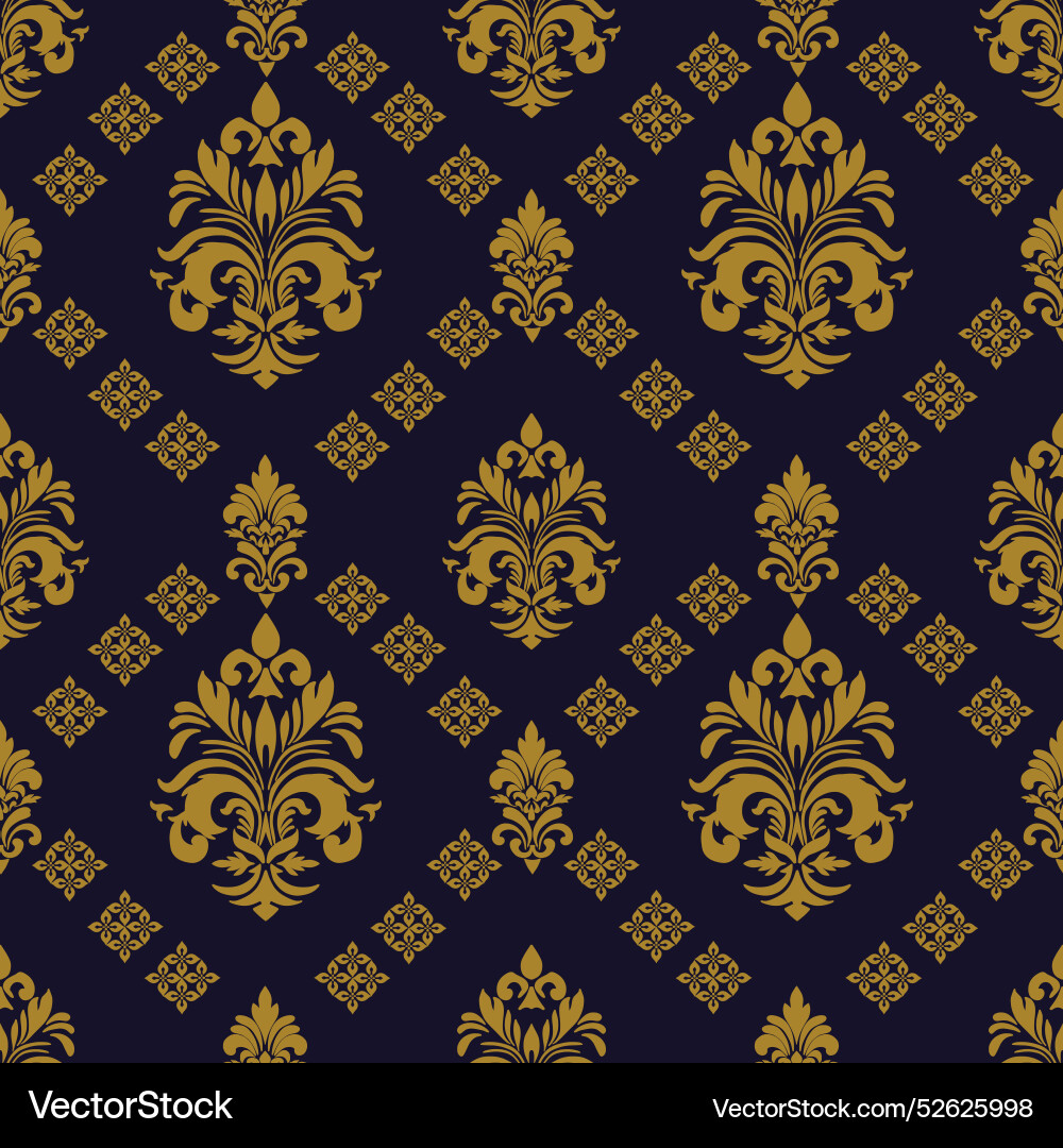 Gold damask floral seamless pattern Royalty Free Vector
