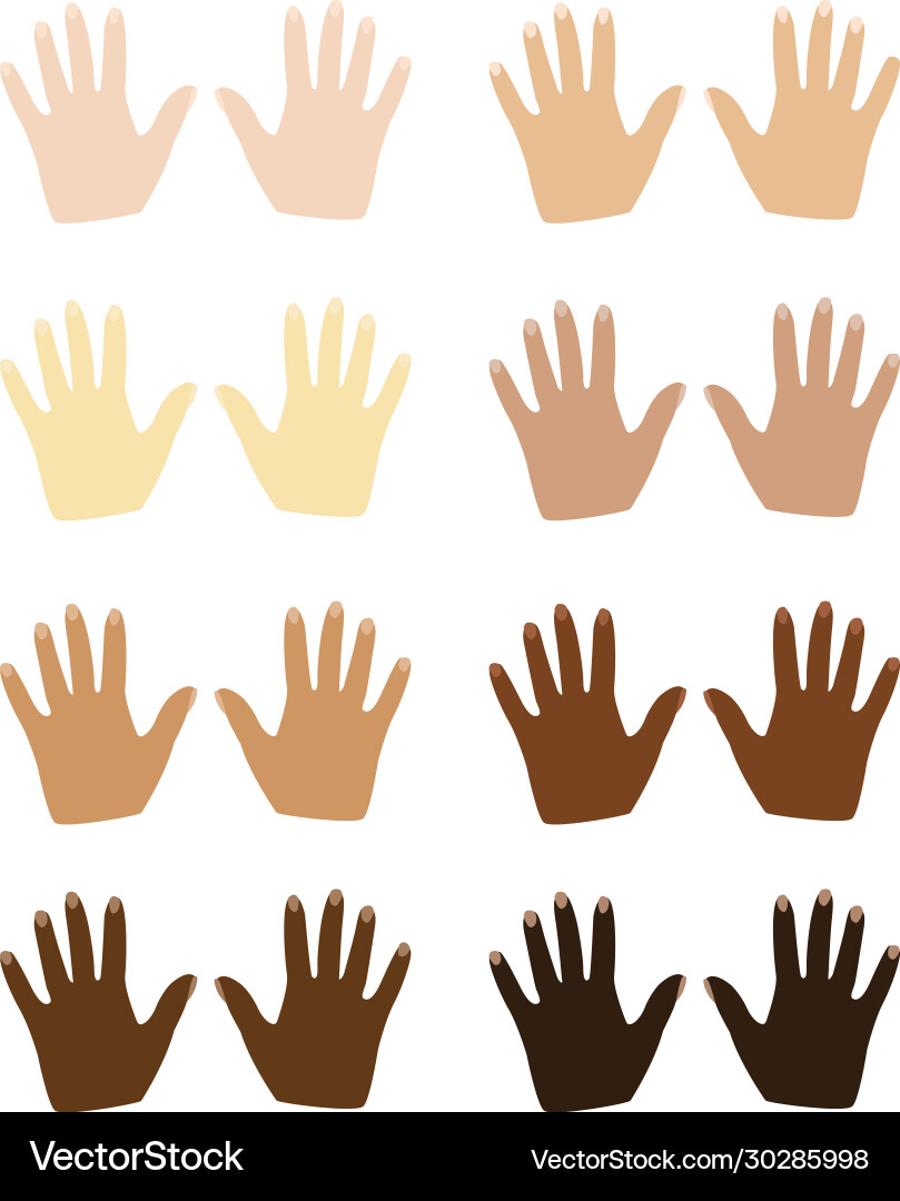 Human hand with different skin tone color from Vector Image