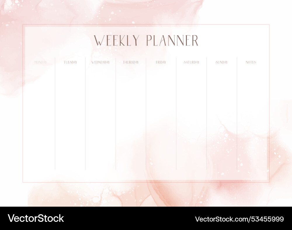 Elegant watercolour weekly planner design Vector Image