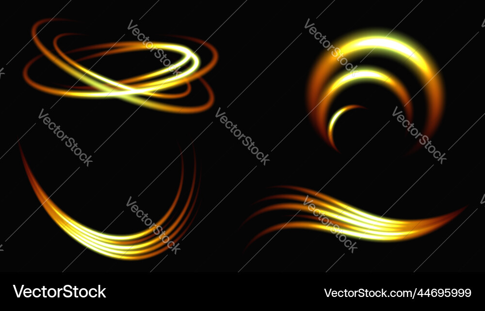 Golden glowing lines light effect Royalty Free Vector Image