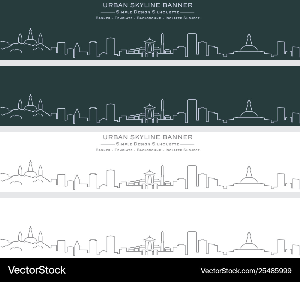 Kathmandu single line skyline banner Royalty Free Vector