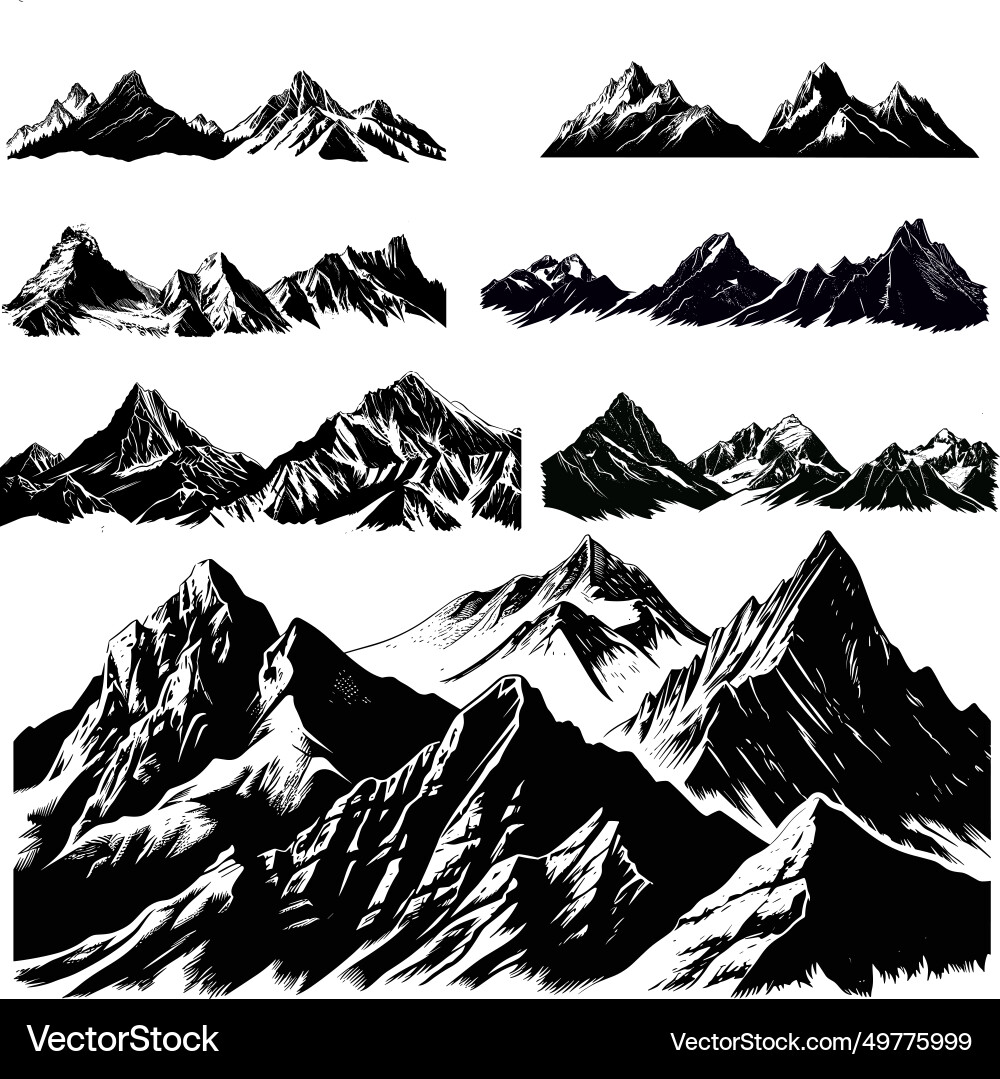 Mountain landscape set Royalty Free Vector Image