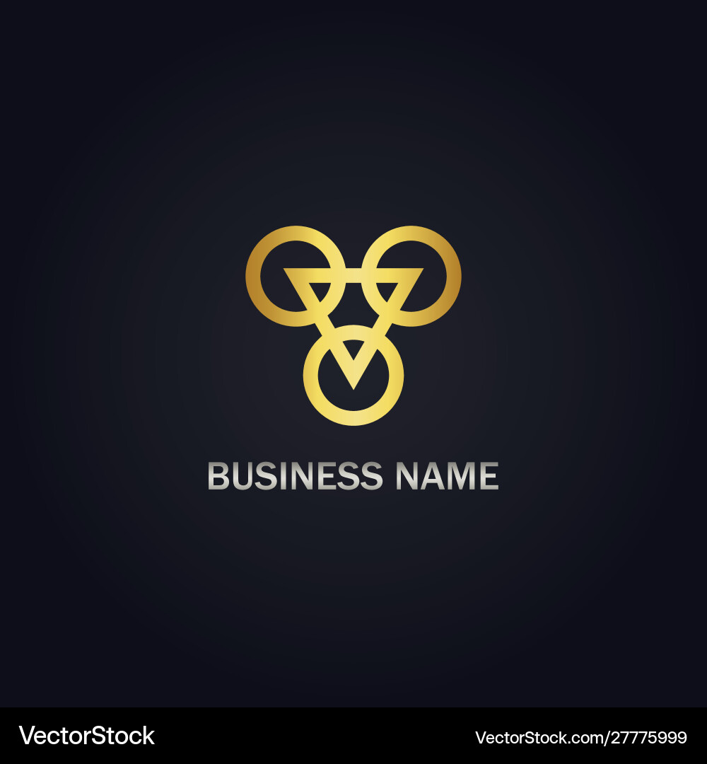 Round triangle connection gold logo Royalty Free Vector