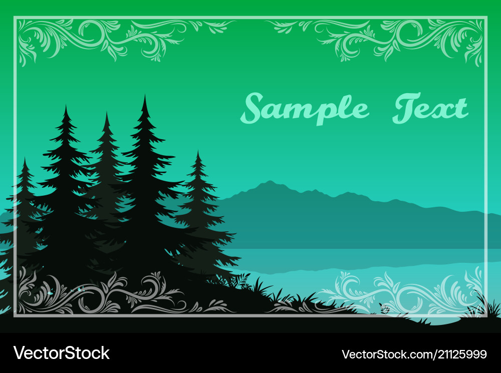 Trees lake and mountains Royalty Free Vector Image