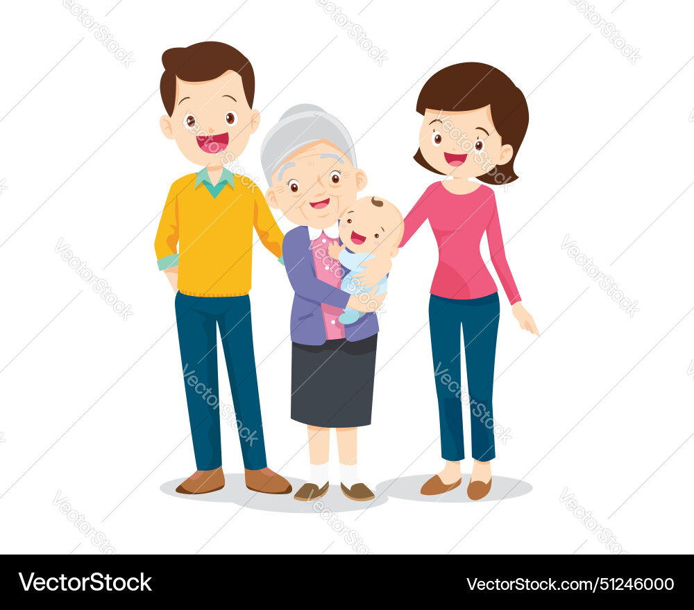 Big happy multi-generational family siblings Vector Image