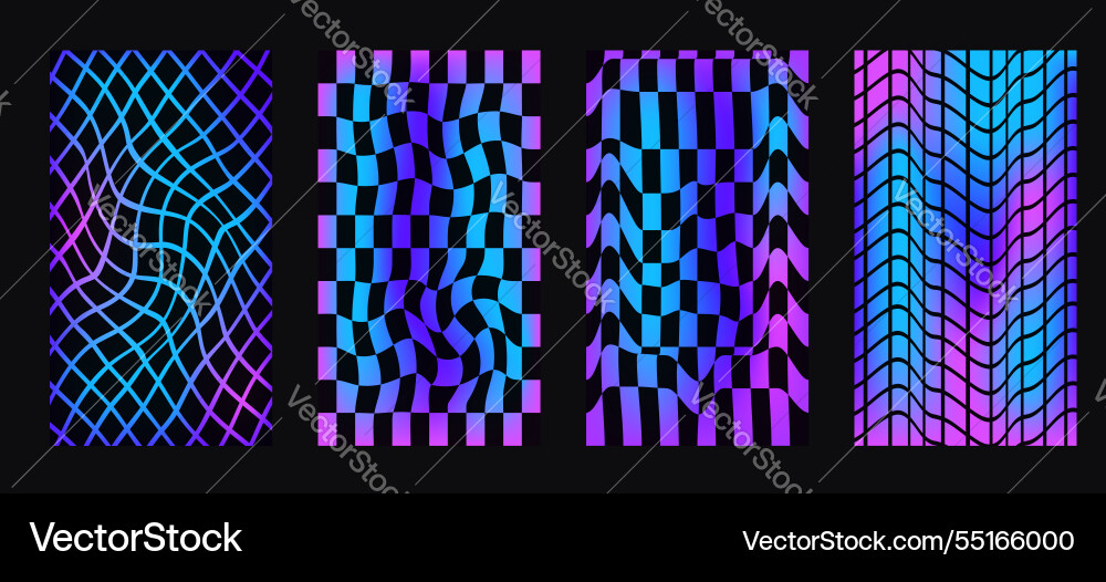 Checkerboard neon background set psychedelic Vector Image