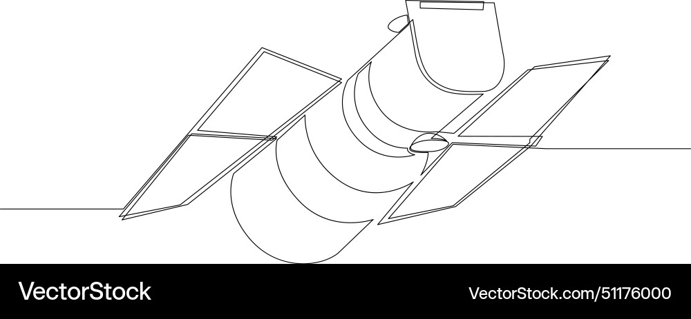 Continuous one line drawing of space orbital Vector Image