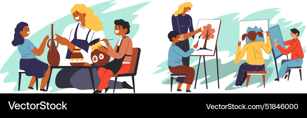 Creative group art class Royalty Free Vector Image