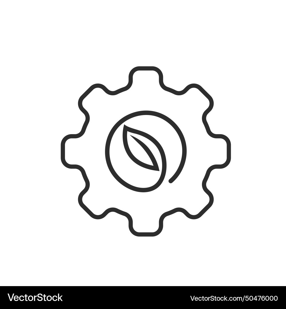 Gear leaf line icon concept design template Vector Image