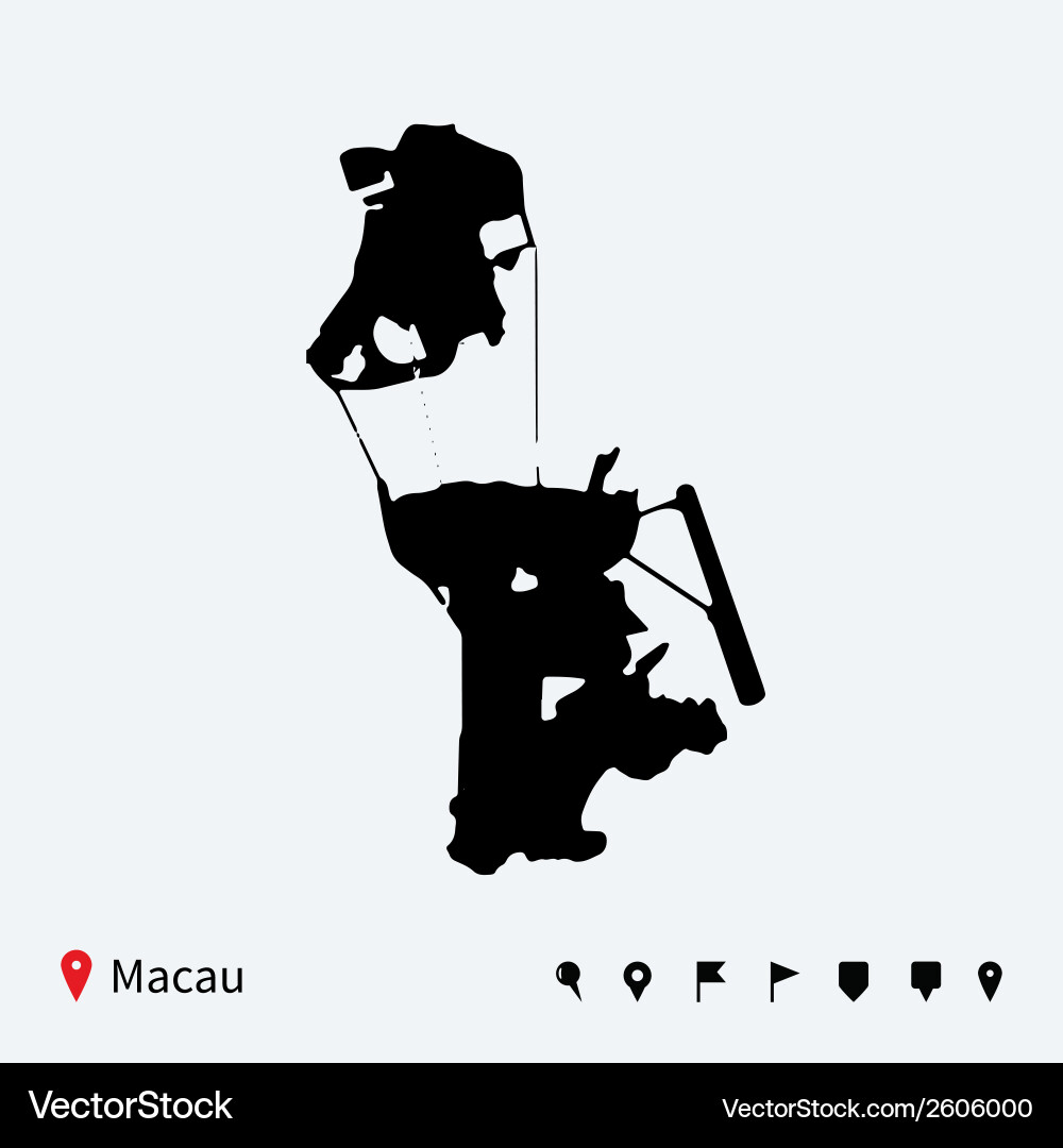 High detailed map of macau with navigation pins Vector Image