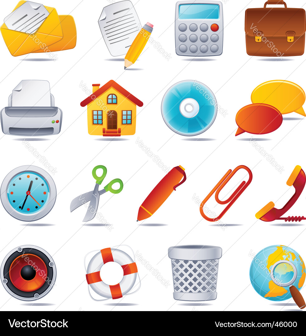 Office Icon Collection Royalty Free Vector Image