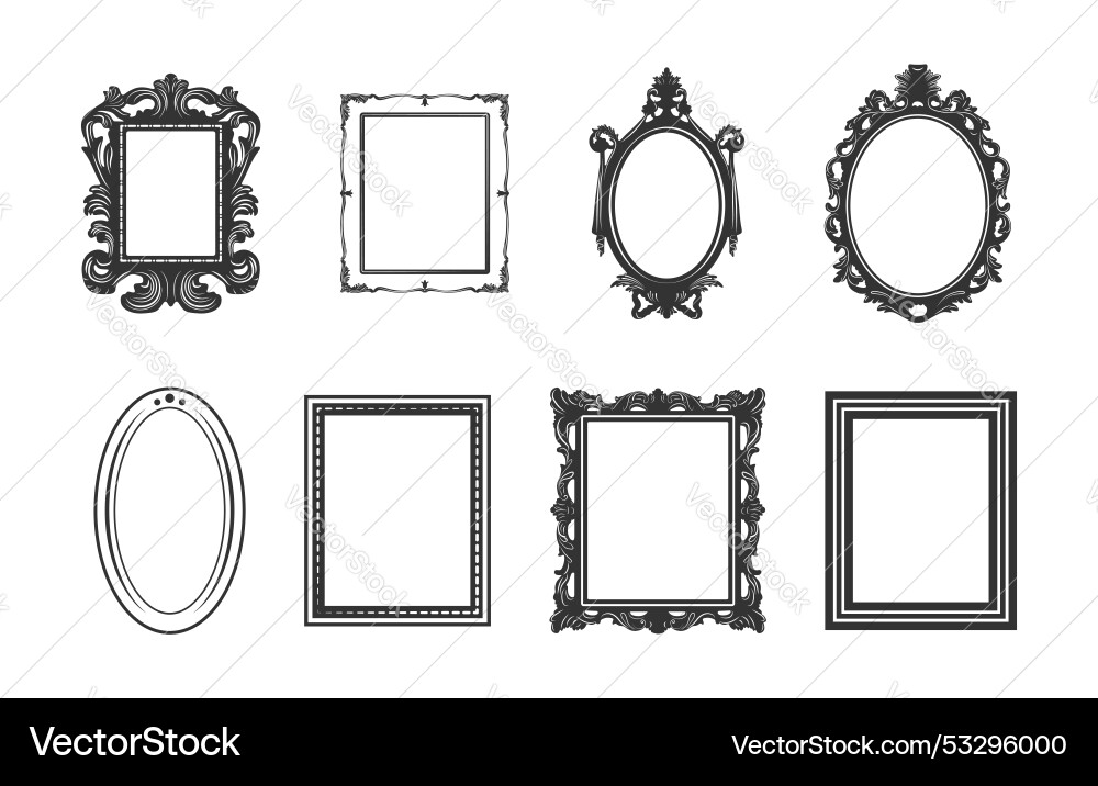 Picture frames silhouette baroque frame svg Vector Image
