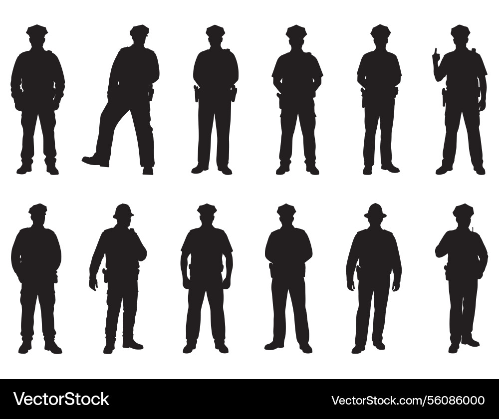 Police man silhouette Royalty Free Vector Image