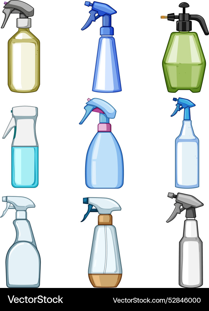 Spray bottle set cartoon Royalty Free Vector Image