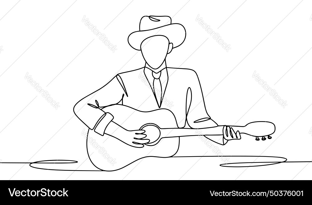 Country music man one line Royalty Free Vector Image