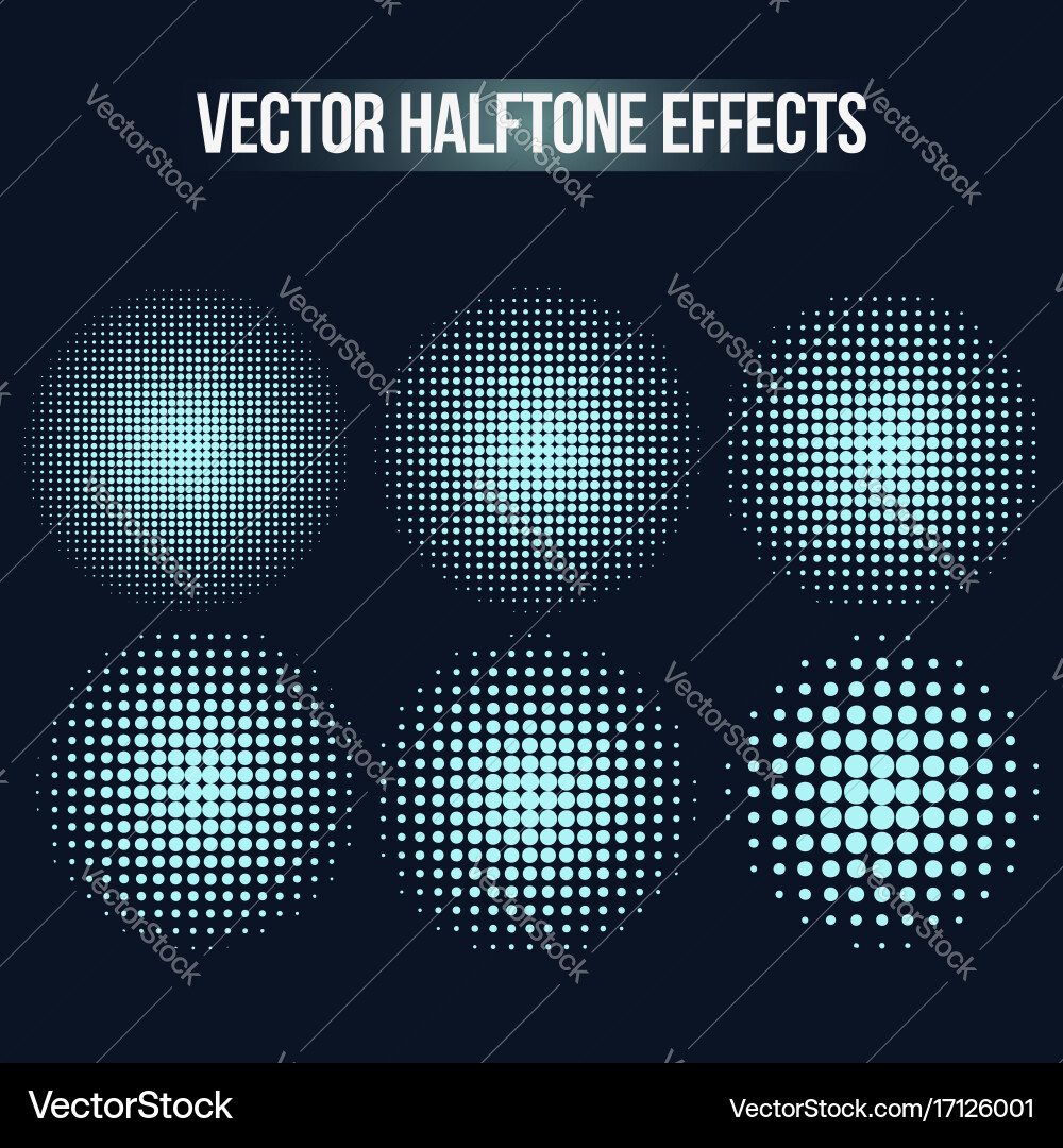 Halftone effects set Royalty Free Vector Image