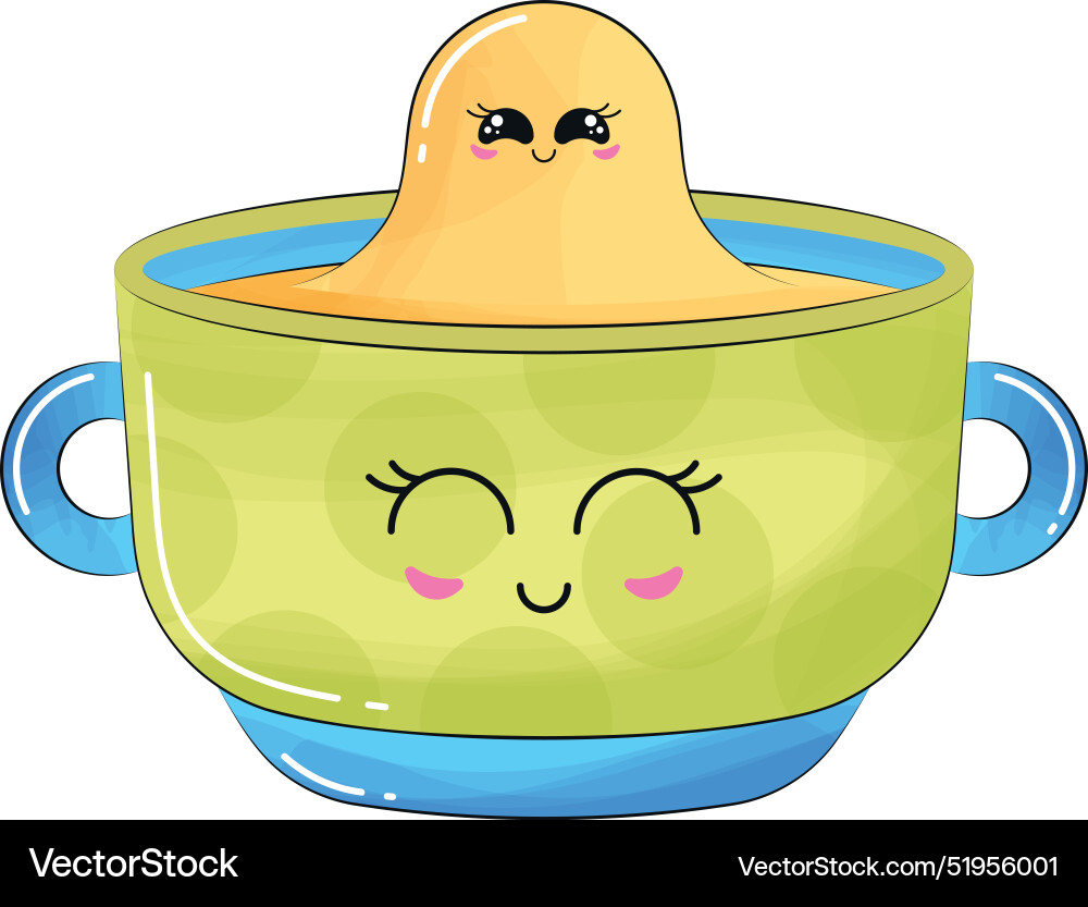 Happy cute bowl cartoon Royalty Free Vector Image