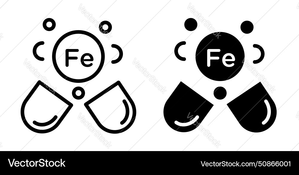 Iron capsule icon set fe vitamin and nutrient Vector Image