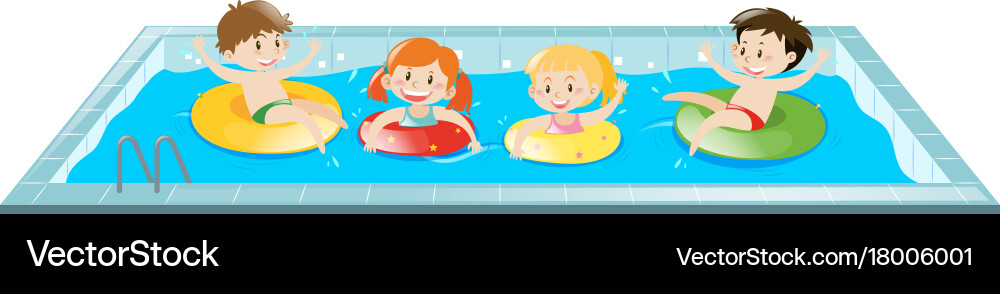 Kids having fun in the pool Royalty Free Vector Image
