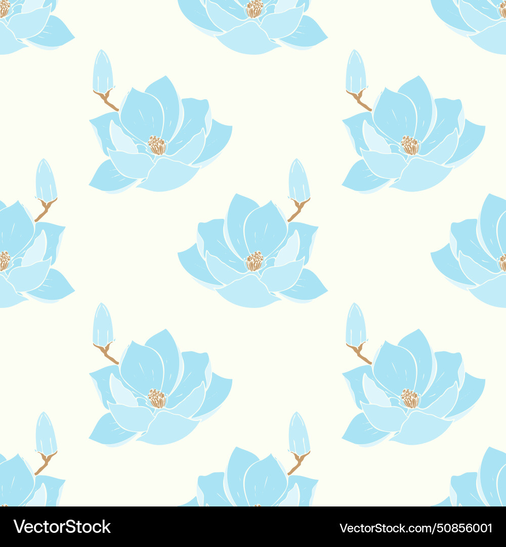 Lotus pattern with hand drawn blue flower water Vector Image