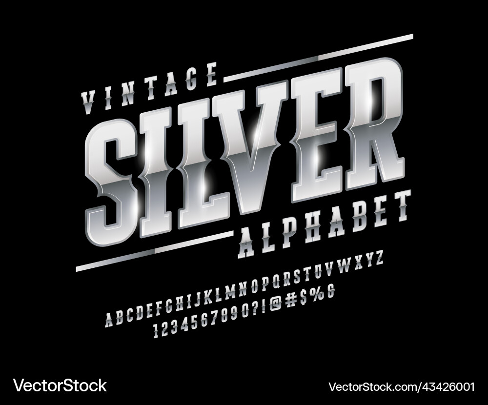 Silver font Royalty Free Vector Image - VectorStock