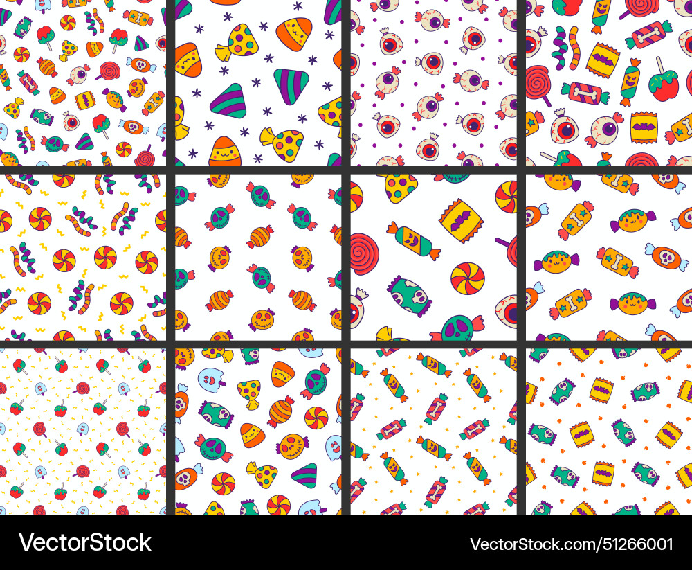 Sugar halloween sweet candies seamless pattern Vector Image