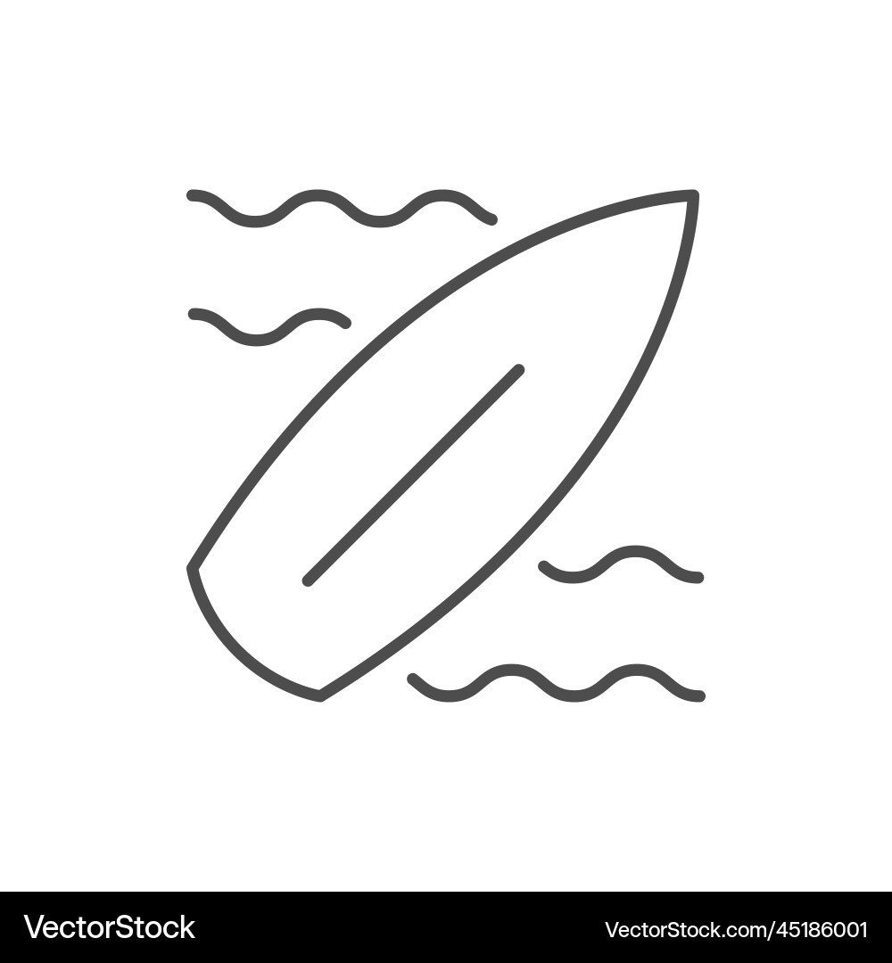 Surfboard or surf line icon Royalty Free Vector Image