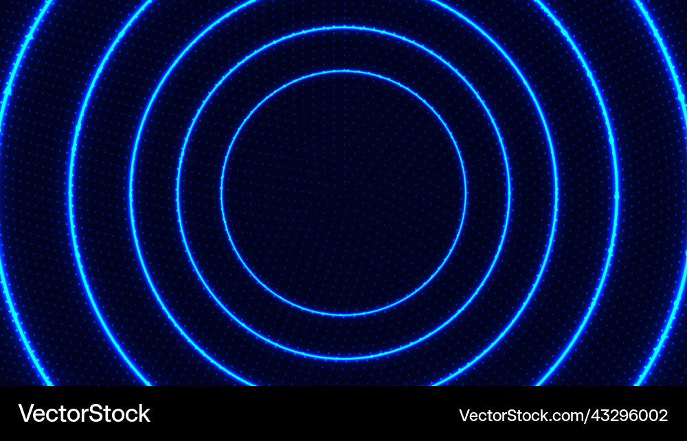 Abstract radial motion lines circles blue glowing Vector Image