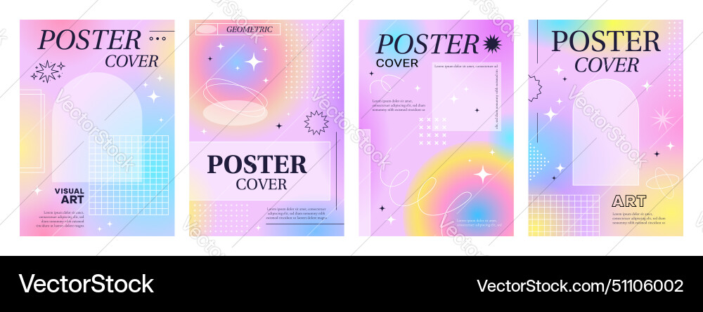 Aesthetic modern y2k gradient poster covers Vector Image