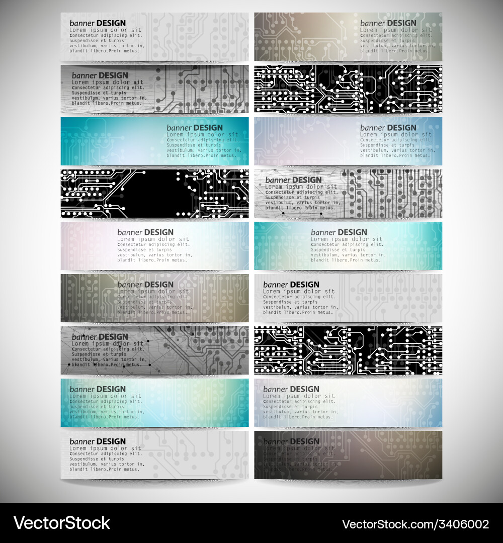 Big banners set science backgrounds microchip Vector Image