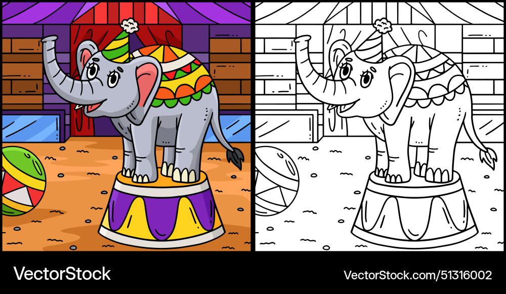 Circus elephant on a podium colored Royalty Free Vector