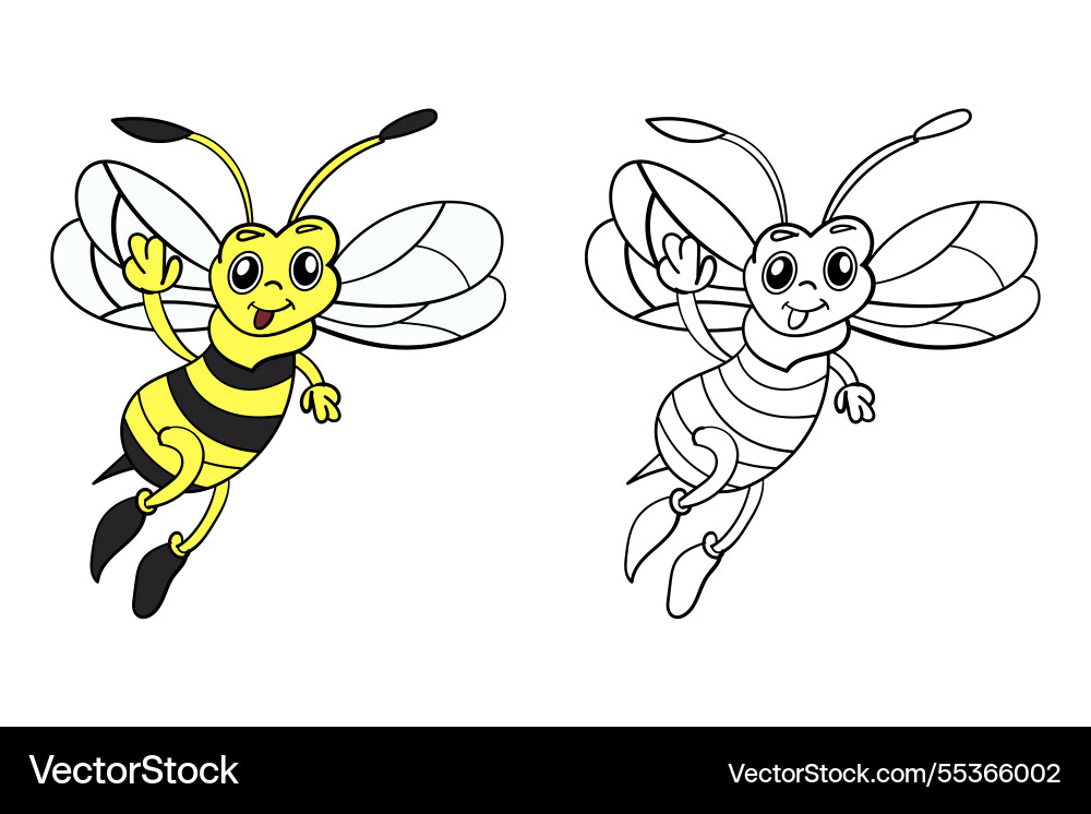 Cute and creative back-to-school cartoon bee color