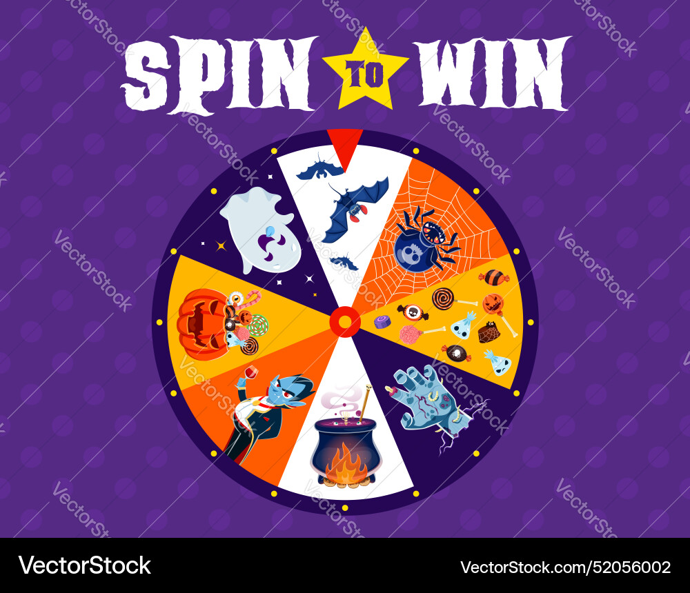 Halloween spin monsters fortune wheel roulette Vector Image